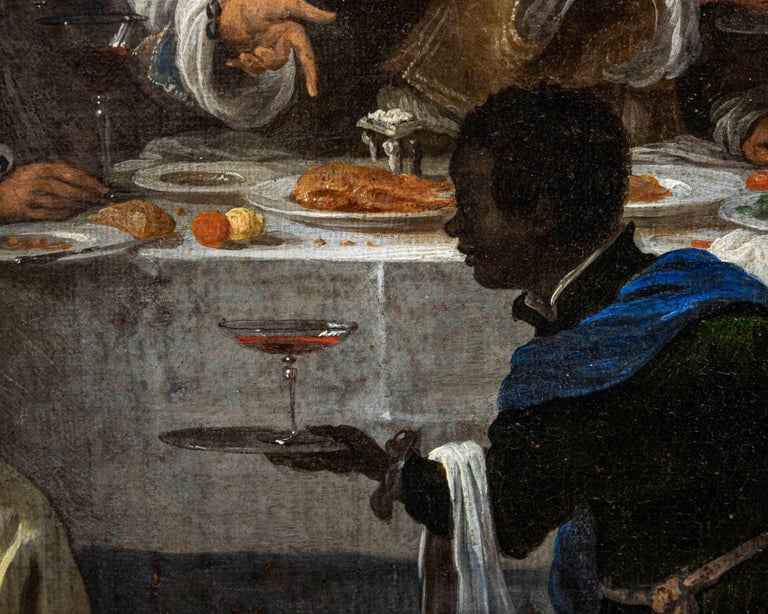17th Century Banquet Scene Painting Oil on Canvas by Frans De Geffels ...