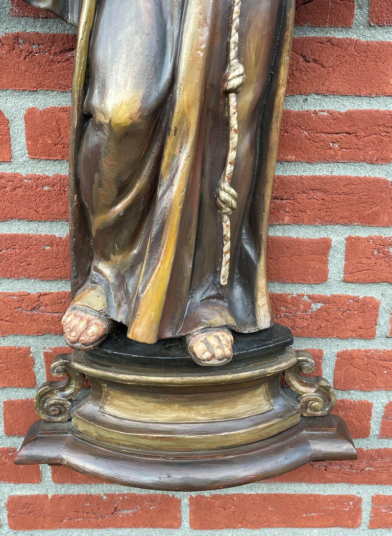 17th century Baroque Hand Carved Saint Anthony Sculpture w. Child and ...