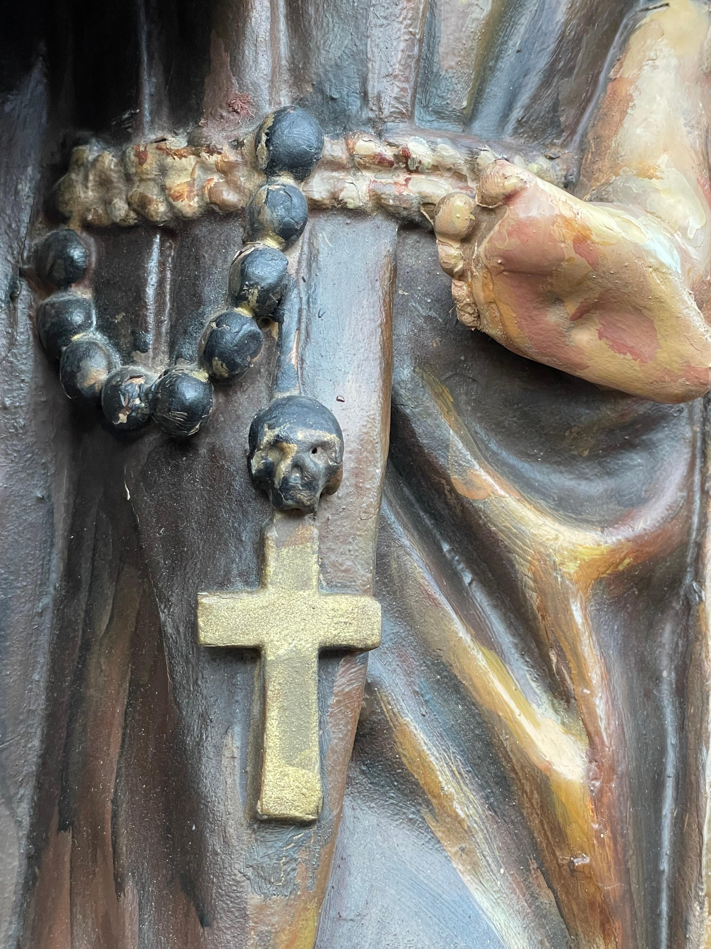 17th century Baroque Hand Carved Saint Anthony Sculpture w. Child and ...