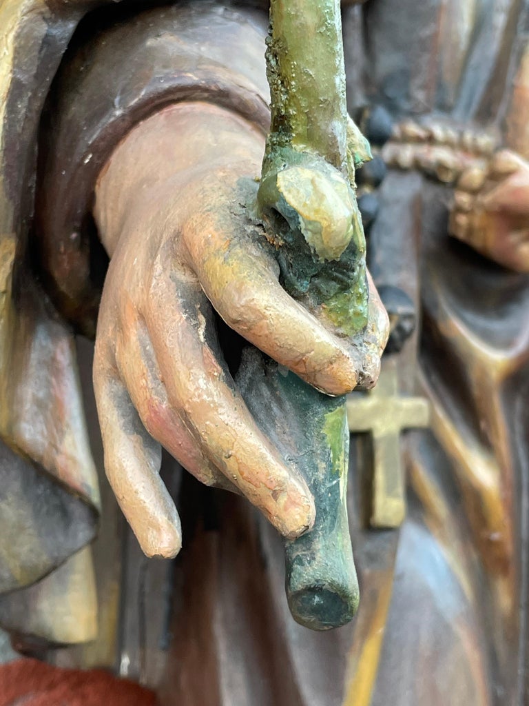 17th century Baroque Hand Carved Saint Anthony Sculpture w. Child and ...