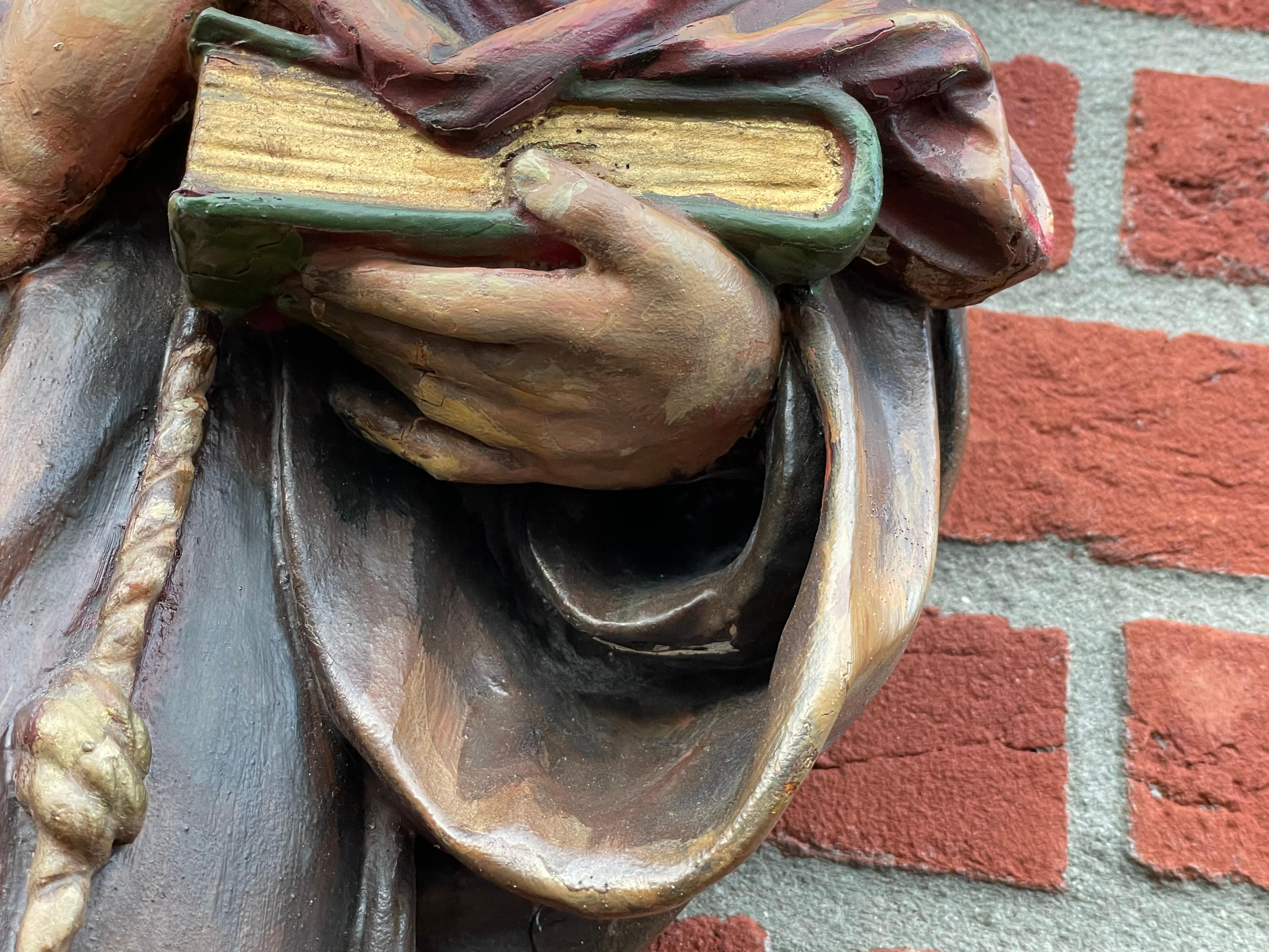 17th century Baroque Hand Carved Saint Anthony Sculpture w. Child and ...