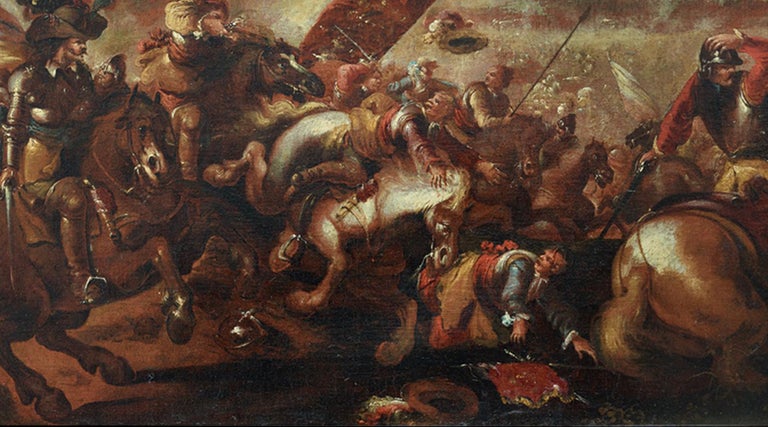 17th Century Battle Scene Oil Painting by Jacques Courtois Called Il ...