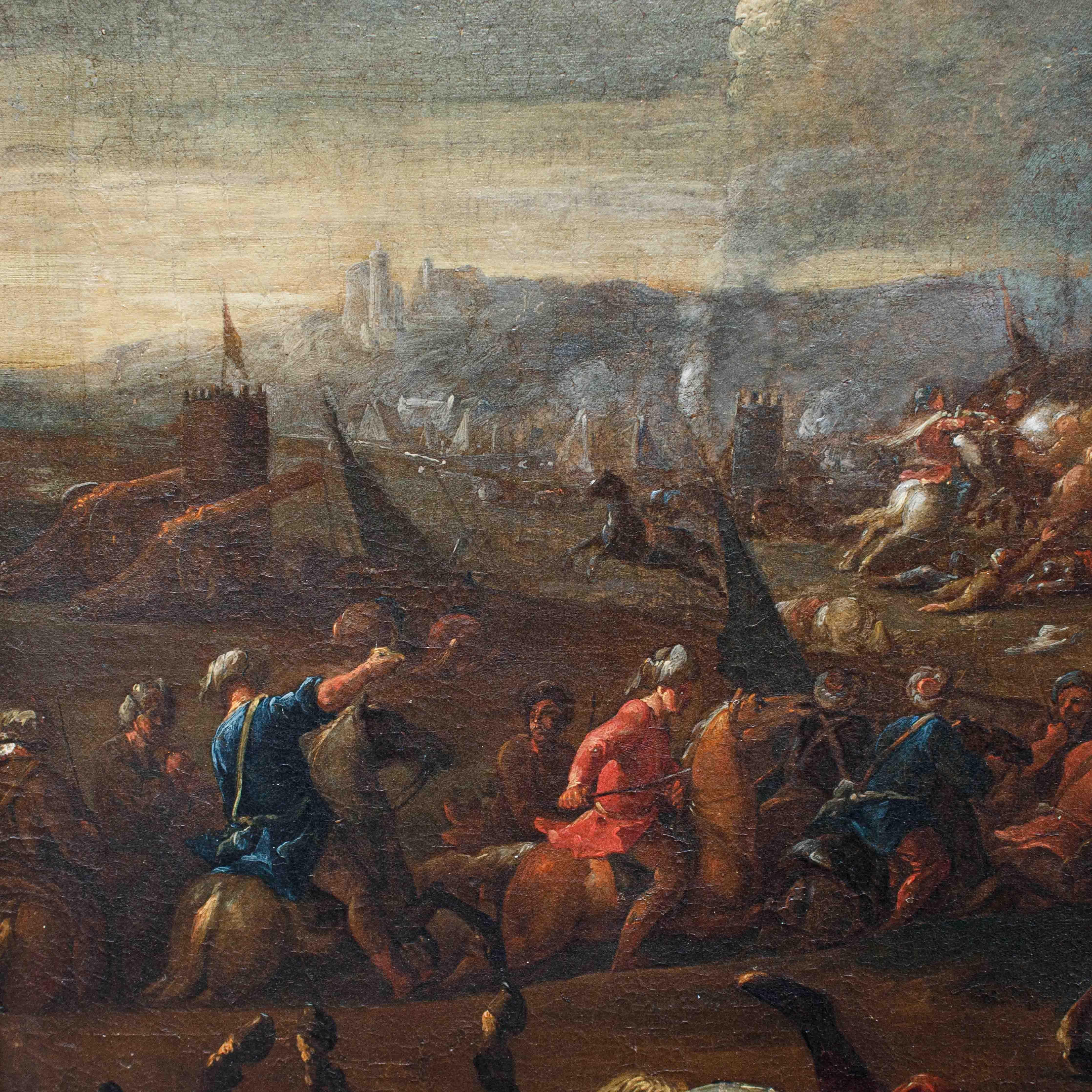 17th Century Battle Scene Painting Attributed to Jan Van Der Stoffe For ...