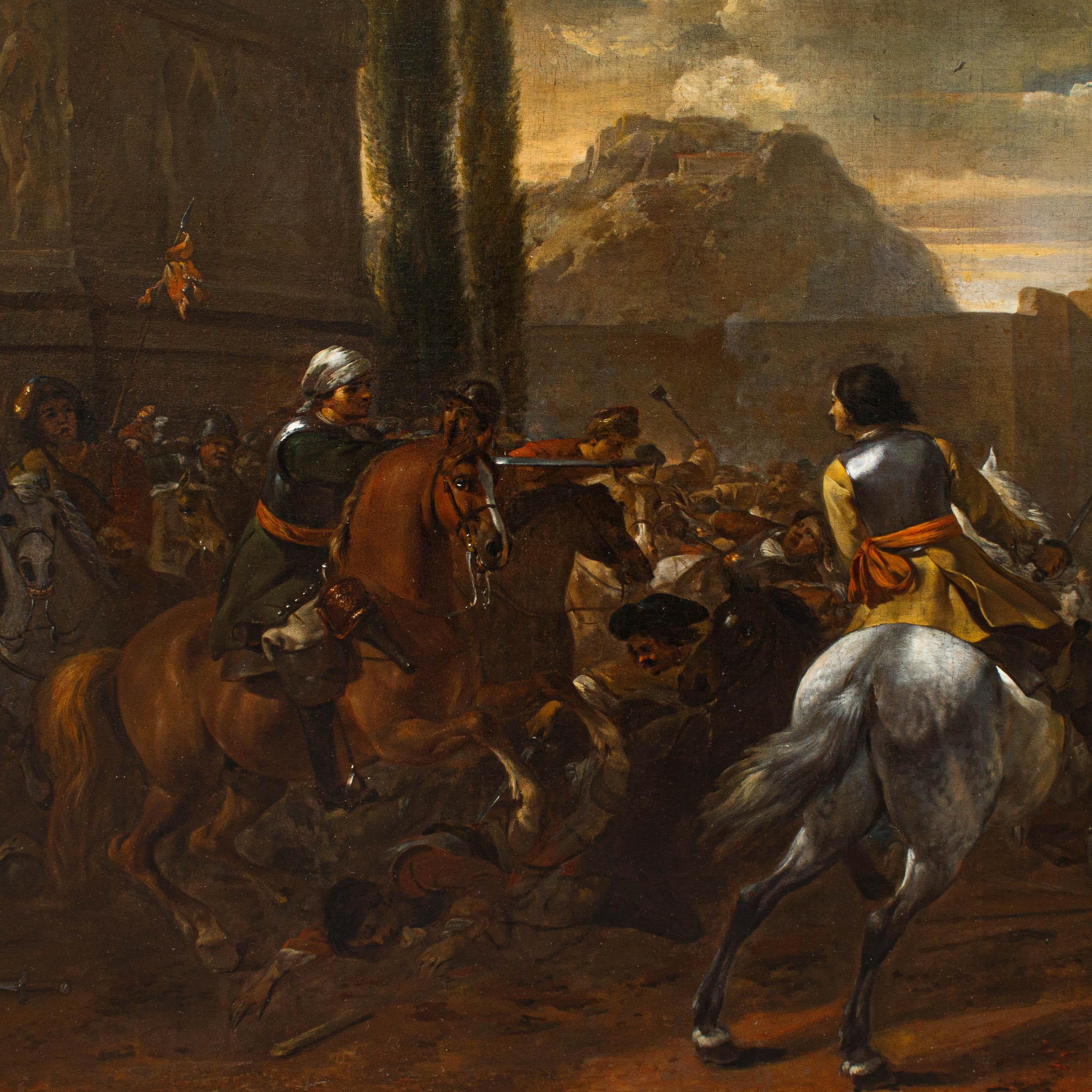 17th Century Battle Scene Painting Oil on Canvas Flemish Painter For ...