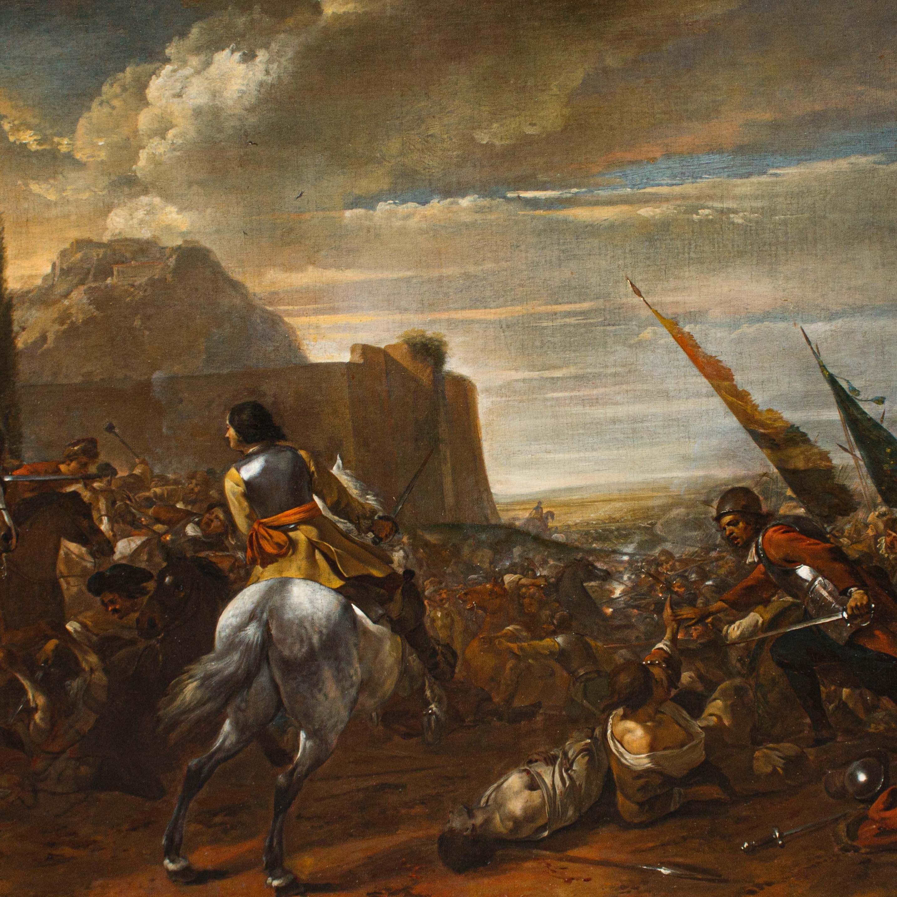 17th Century Battle Scene Painting Oil on Canvas Flemish Painter For ...