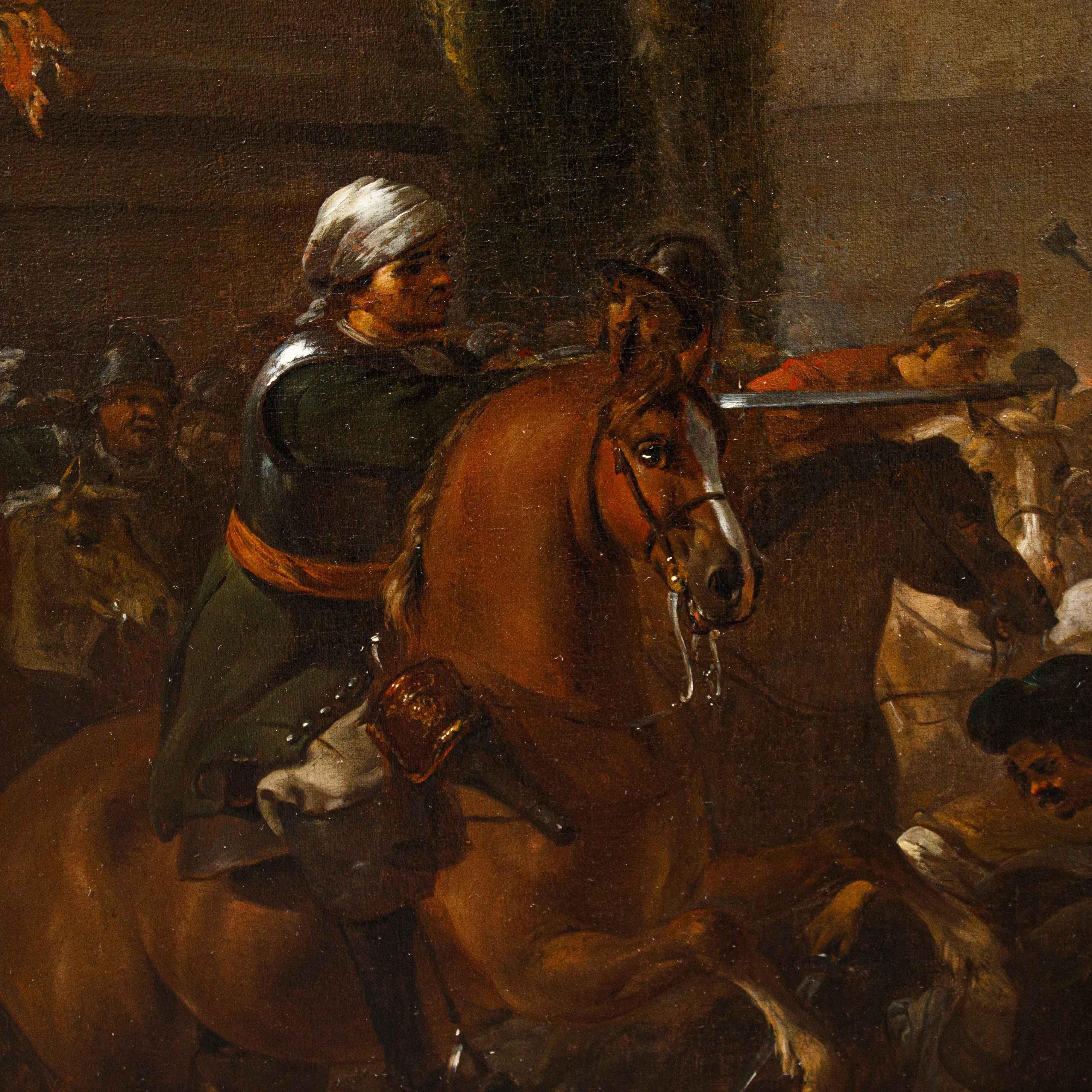 17th Century Battle Scene Painting Oil on Canvas Flemish Painter For ...
