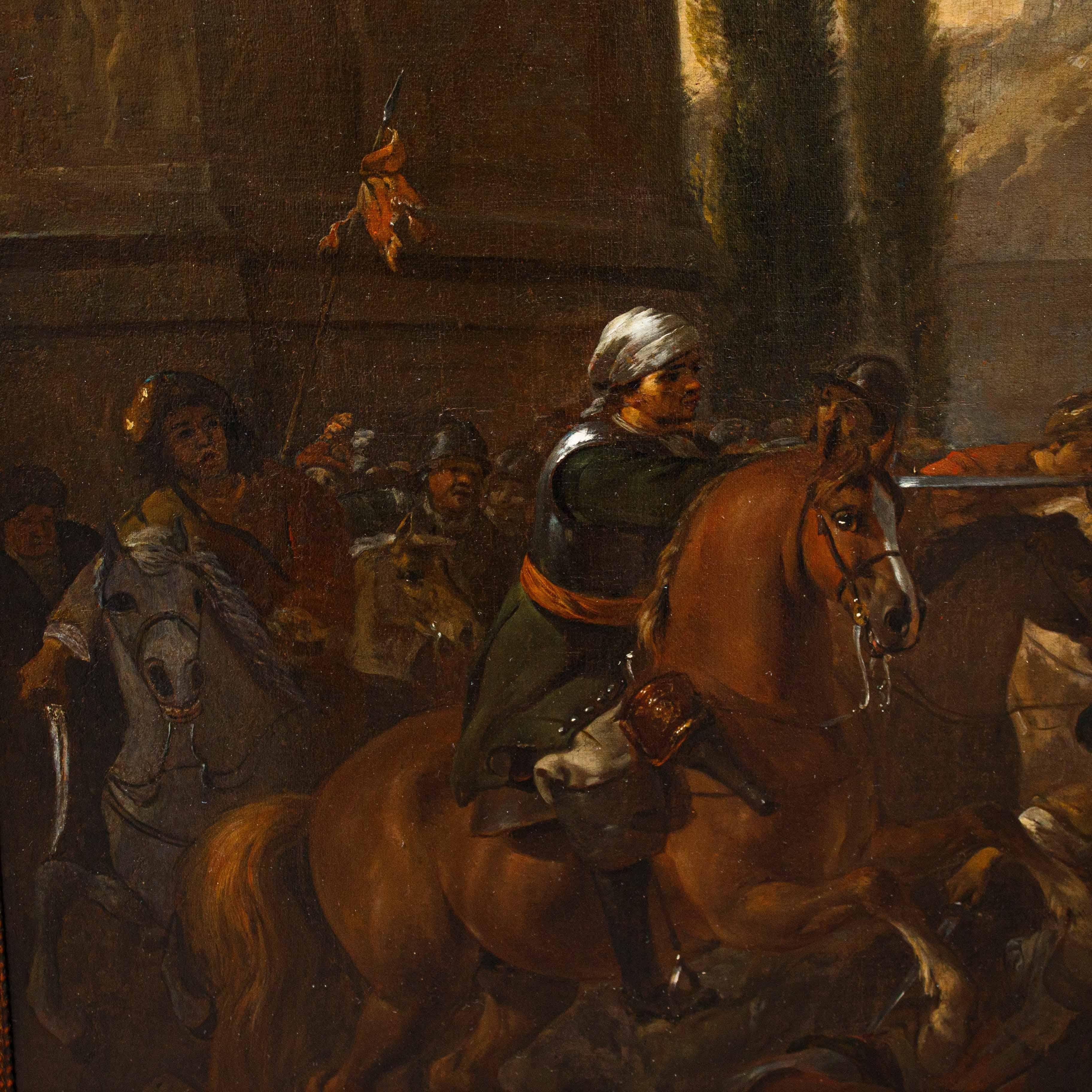 17th Century Battle Scene Painting Oil on Canvas Flemish Painter For ...