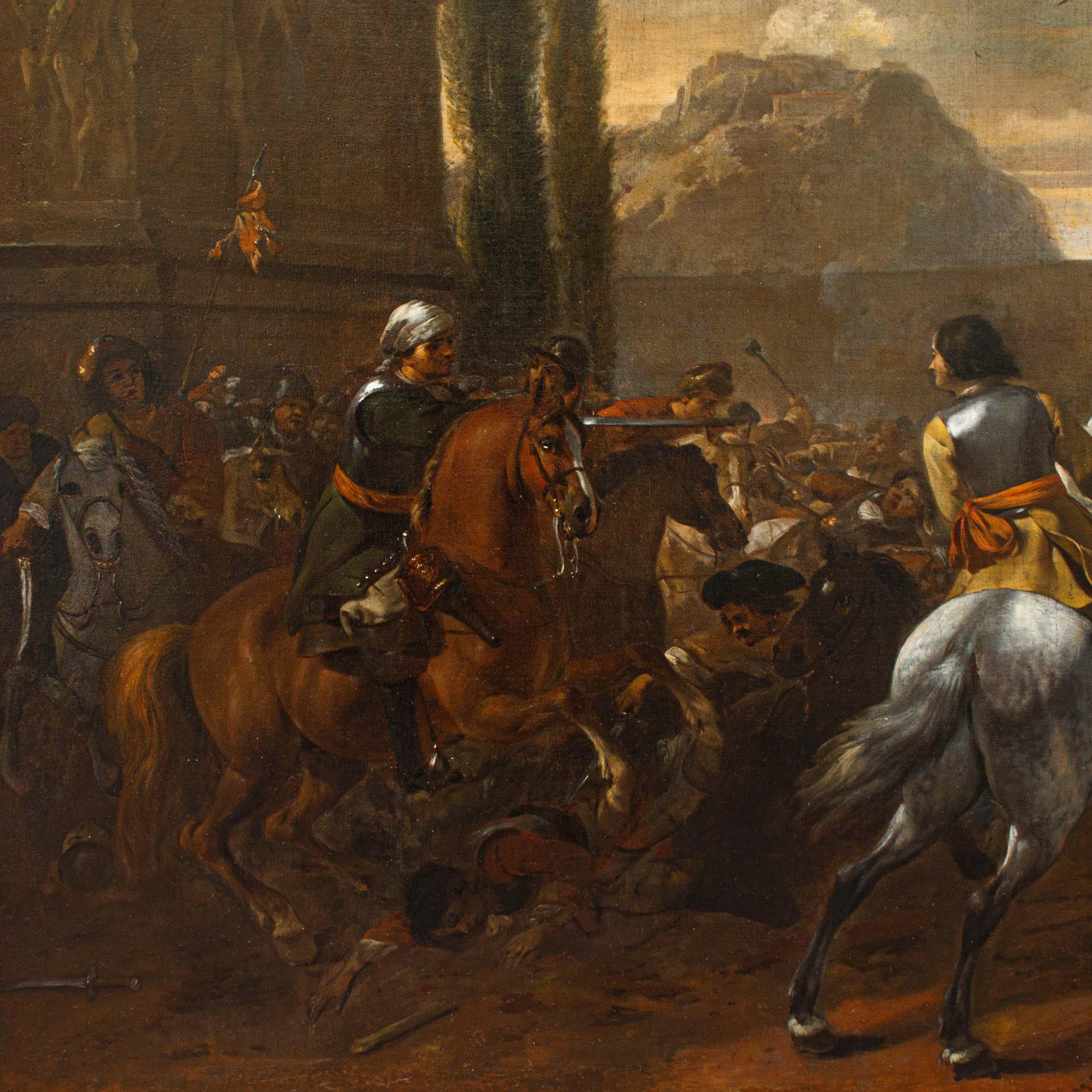 17th Century Battle Scene Painting Oil on Canvas Flemish Painter For ...