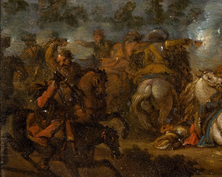 17th Century Battle Scene Painting Oil on Panel by Meulen For Sale at ...