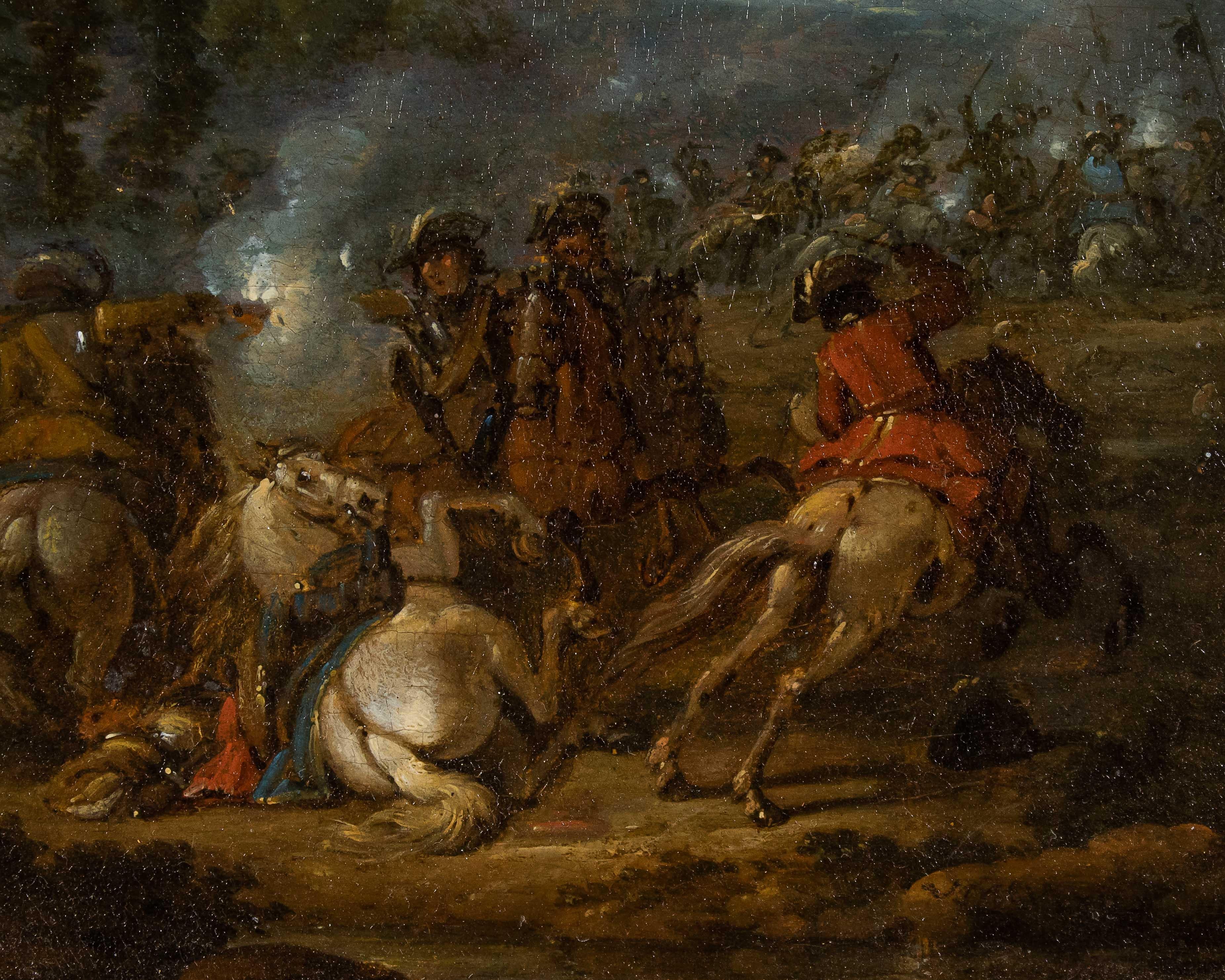 17th Century Battle Scene Painting Oil on Panel by Meulen at 1stDibs