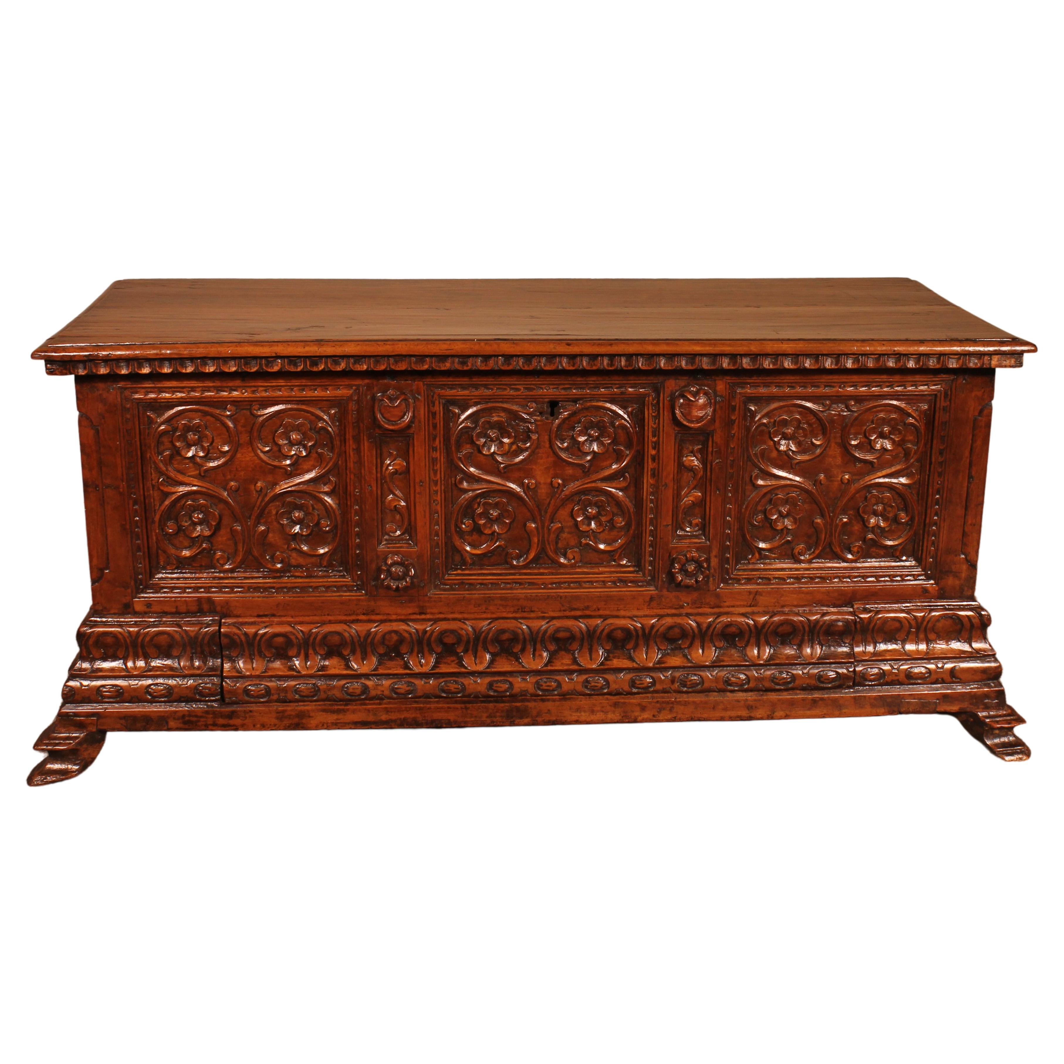 17th Century Spanish Baroque Savoy Hand Carved Chest Trunk For Sale at ...