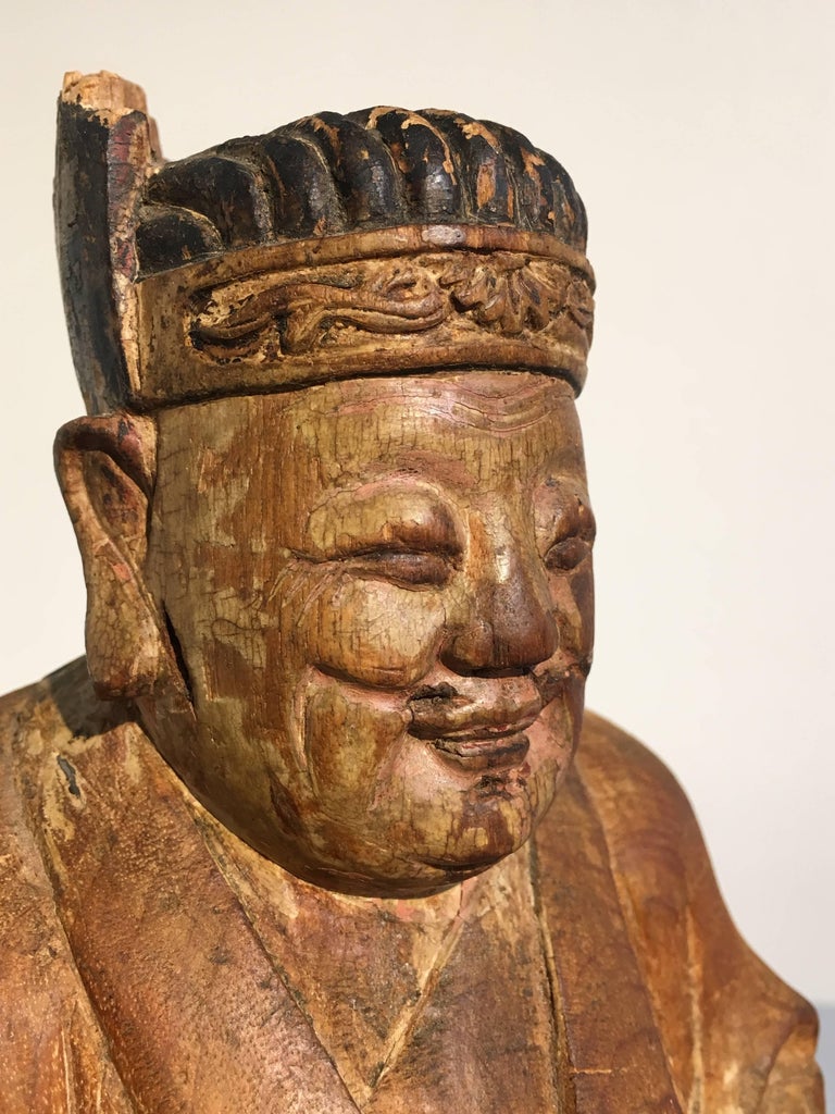 17th Century Chinese Carved Camphor Wood Figure of Caishen, the God of ...