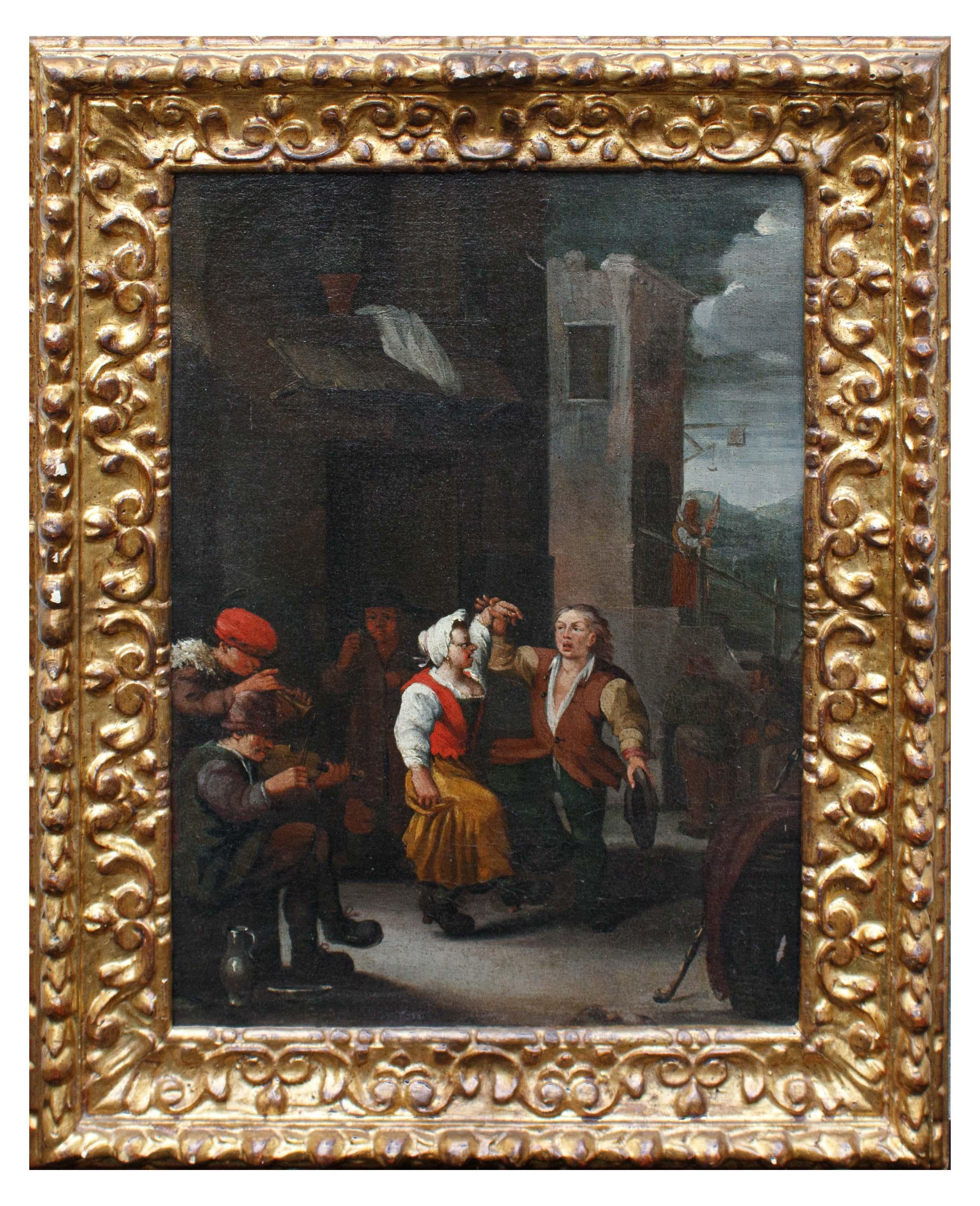 17th Century Couple of Popular Scenes Painting by Follower of Adriaen ...