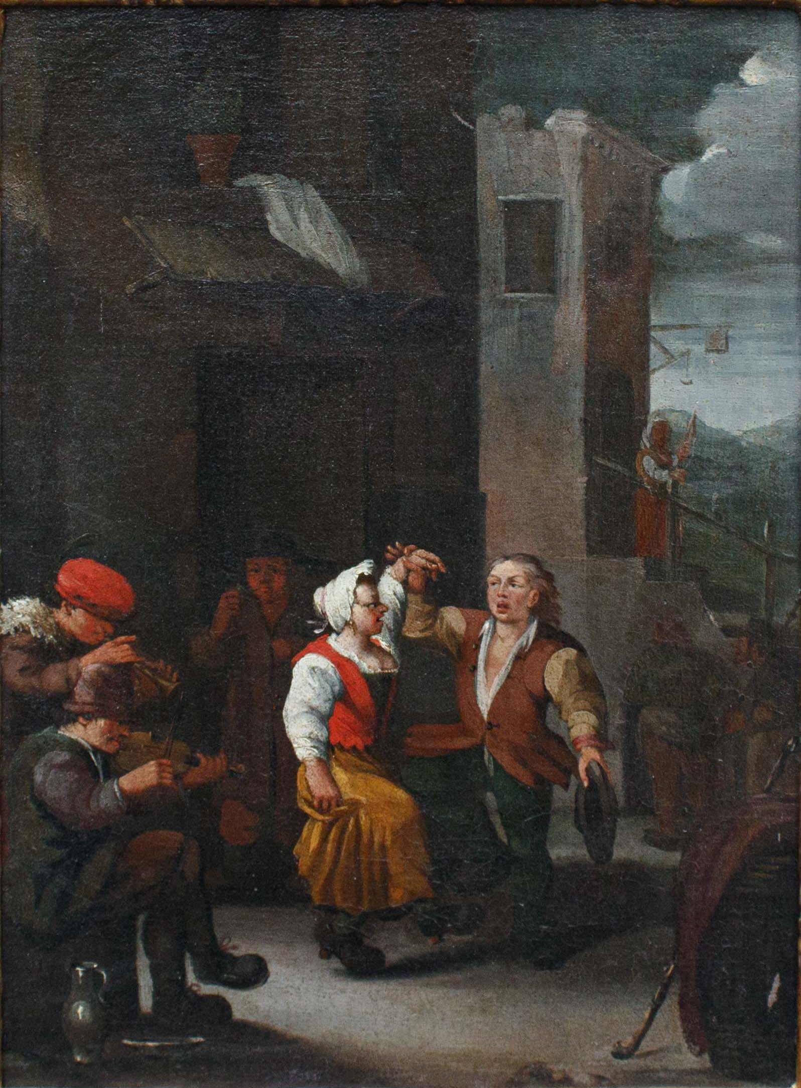 17th Century Couple of Popular Scenes Painting by Follower of Adriaen ...
