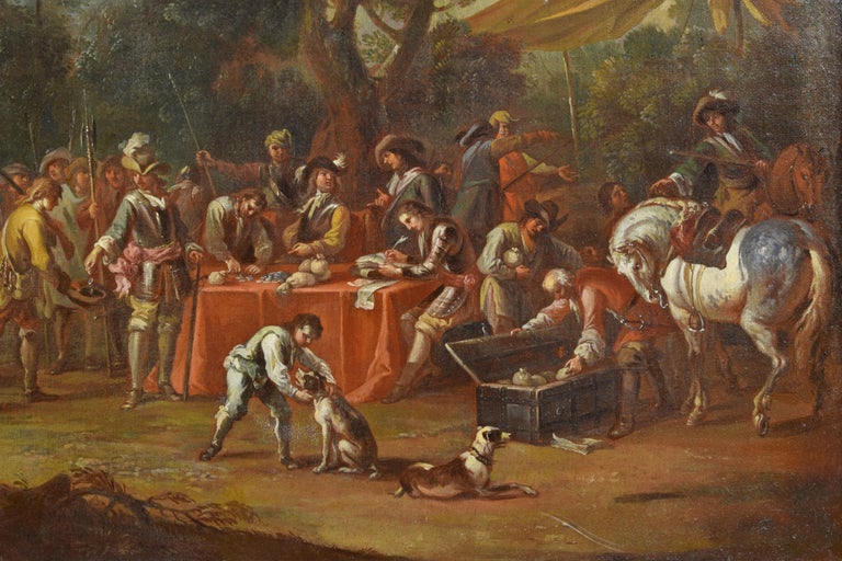 17th Century, Dutch Oil on Canvas Painting with the Pay of Soldiers at ...
