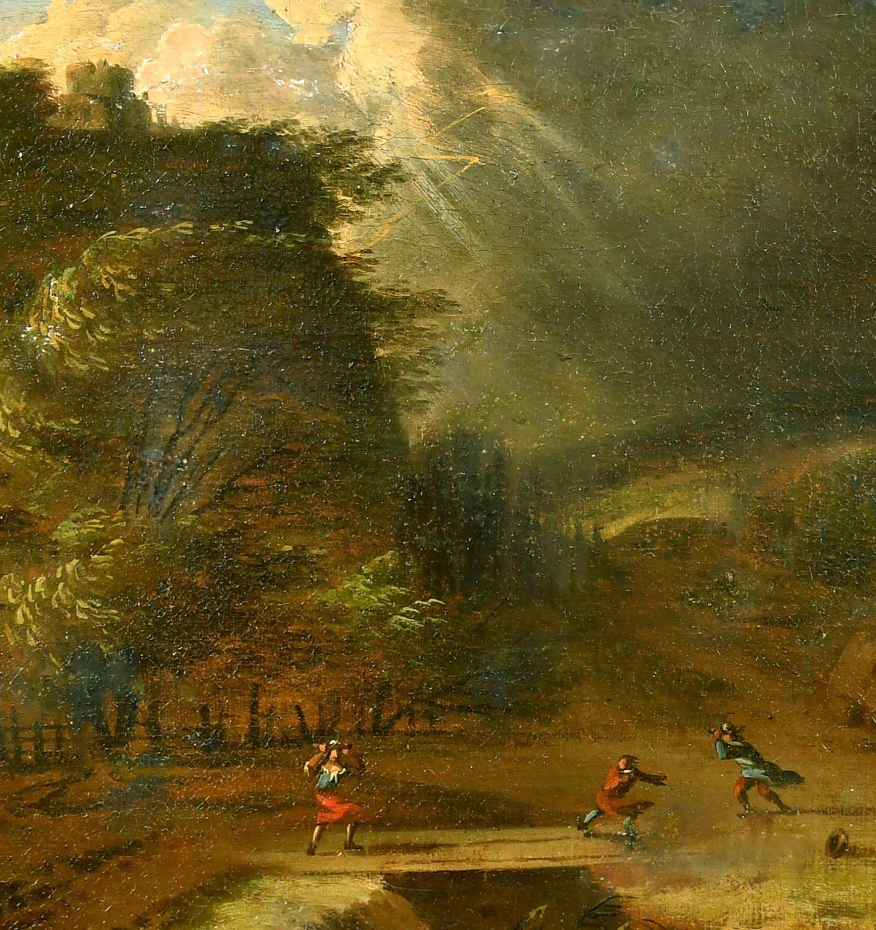 17th Century Dutch School - Figures in a Windswept Landscape - 17th ...