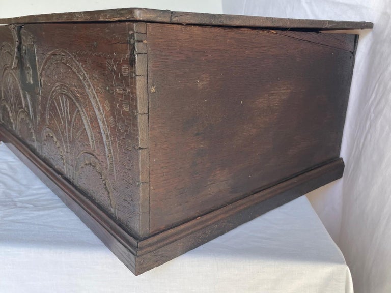 17th Century English Jacobean Carved Oak Bible Box. For Sale at 1stDibs