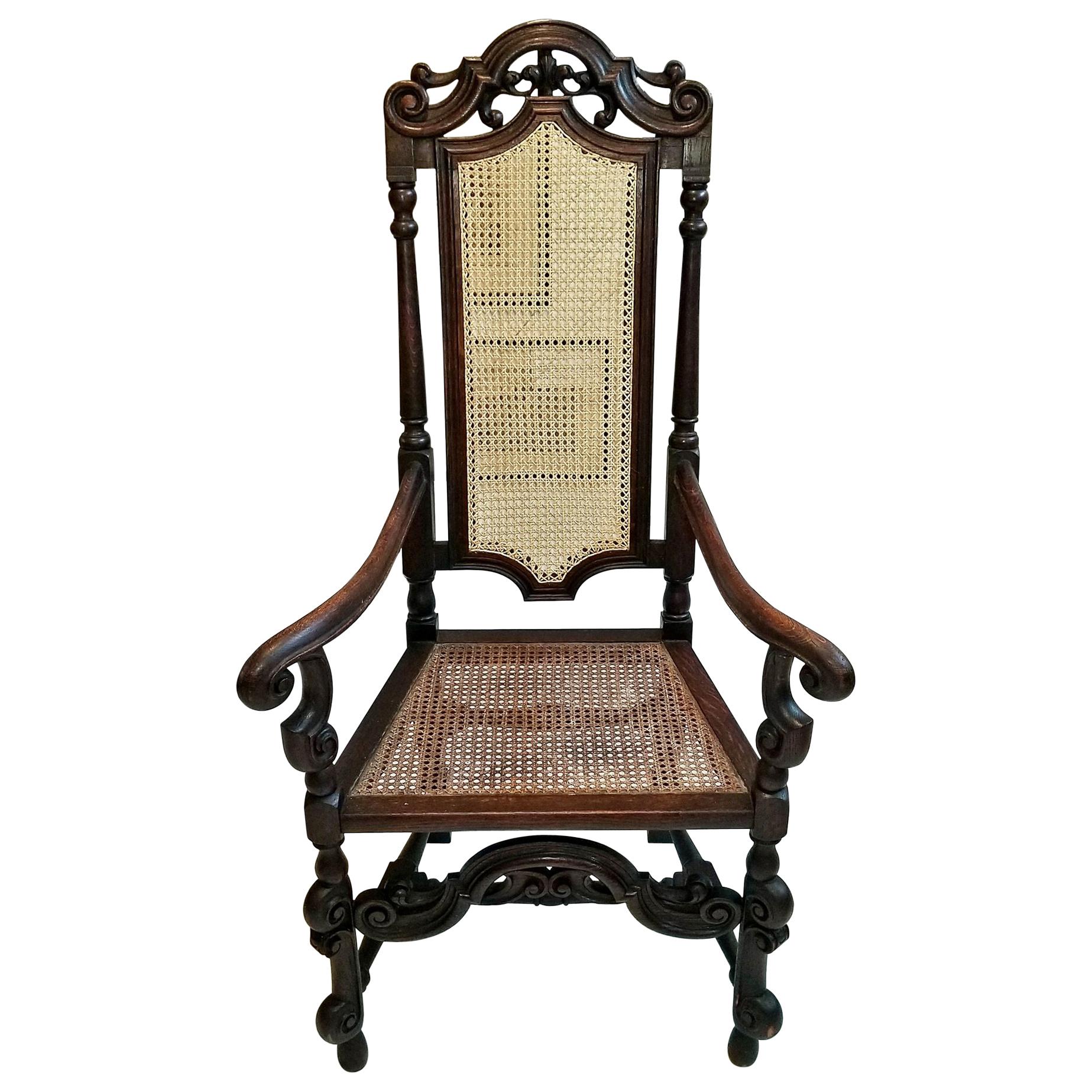 Carved Beech William and Mary, Caned Armchair, Flemish or English, 17th ...