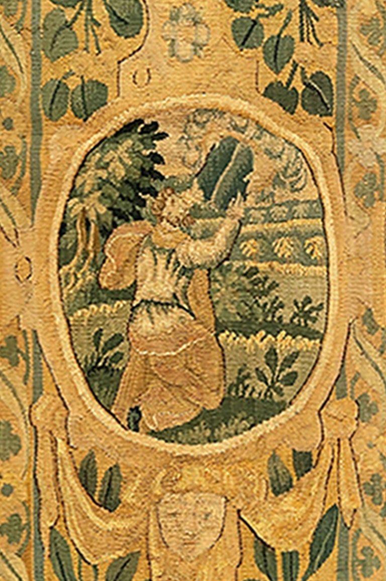17th Century Flemish Historical Tapestry Panel, Vertically Oriented ...