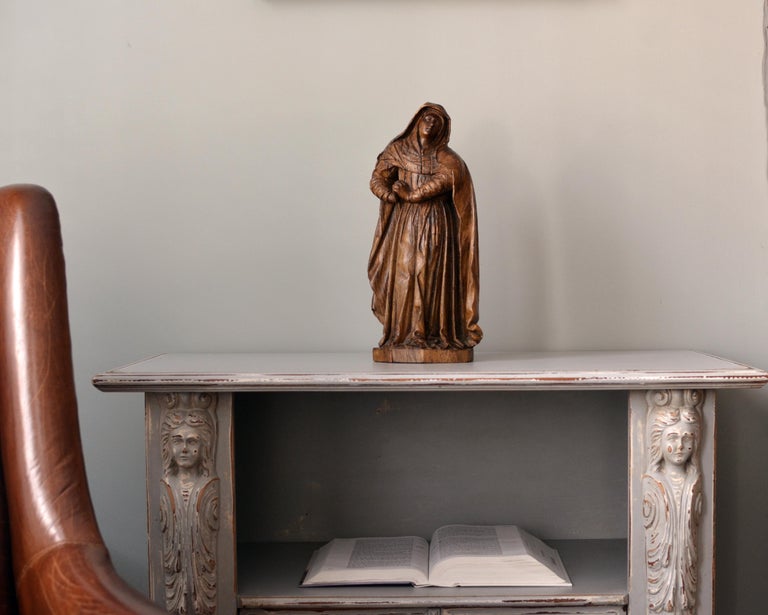 17th Century Flemish Oak Devotional Figure of the Mourning Virgin Mary ...