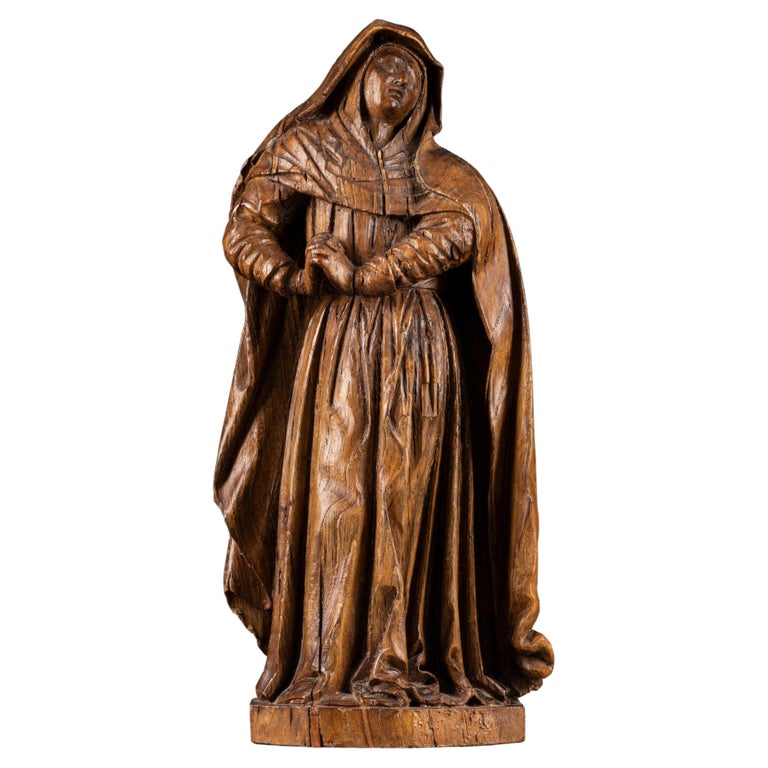 17th Century Flemish Oak Devotional Figure of the Mourning Virgin Mary ...