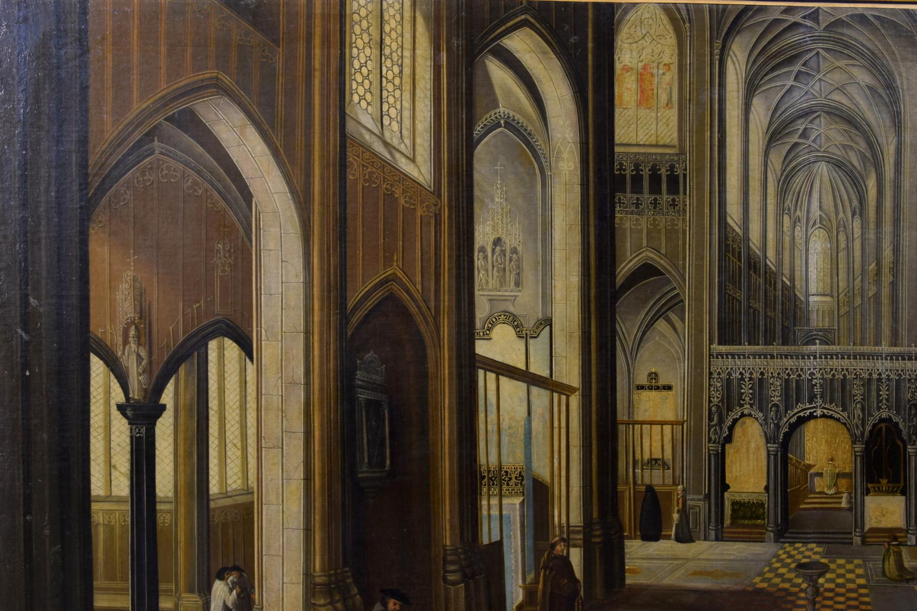 18th Century, Flemish Oil Painting with the Interior of Antwerp ...