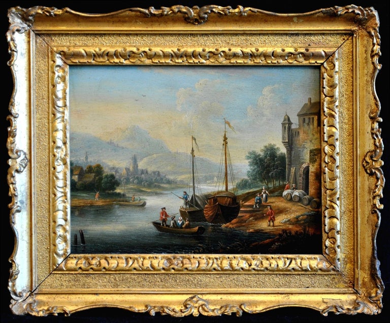 17th Century Flemish School - Figures in a River Landscape - Pair of ...