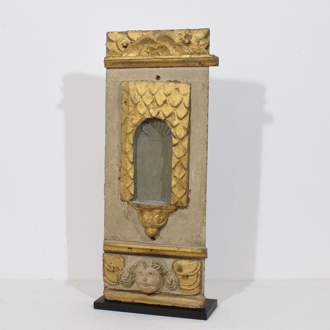 17th Century French Carved Oak Baroque Altar Niche with Angel Head For ...