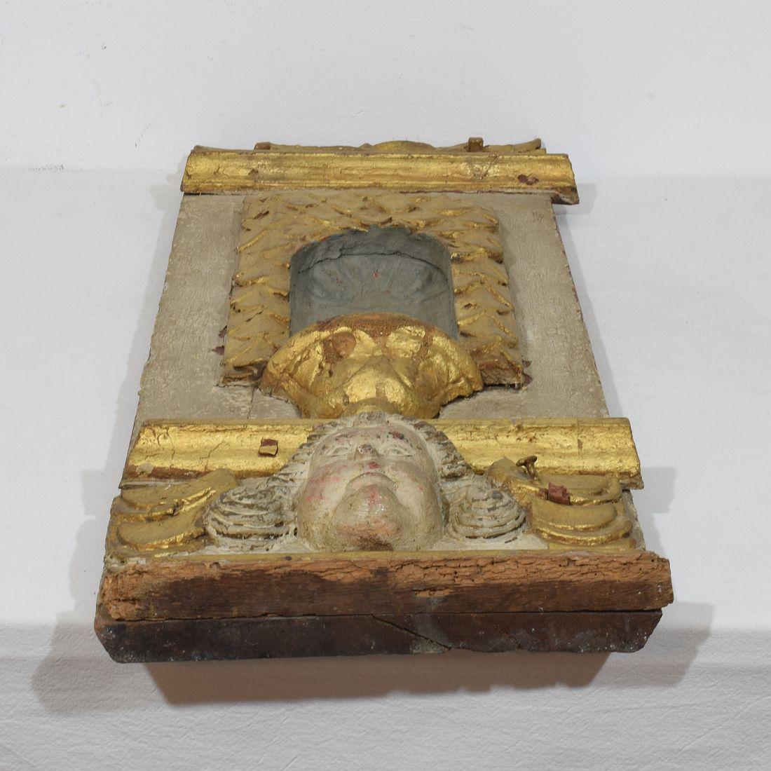 17th Century French Carved Oak Baroque Altar Niche with Angel Head For ...
