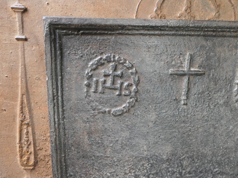 17th Century French IHS Monogram Fireback For Sale at 1stDibs