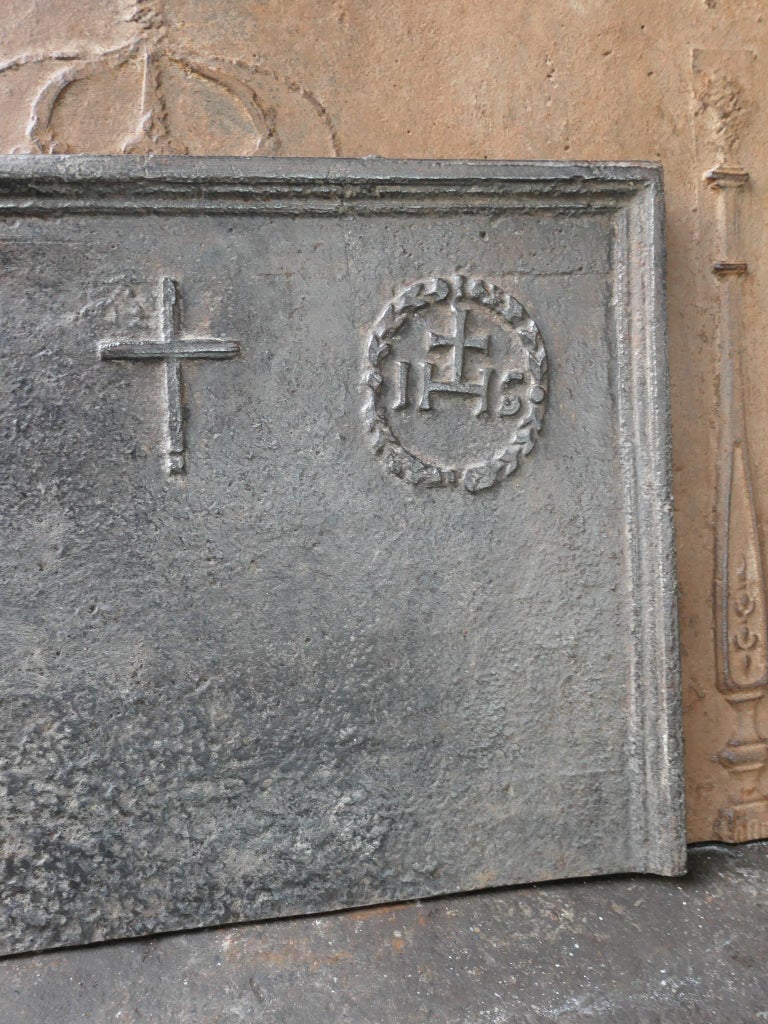 17th Century French IHS Monogram Fireback For Sale at 1stDibs
