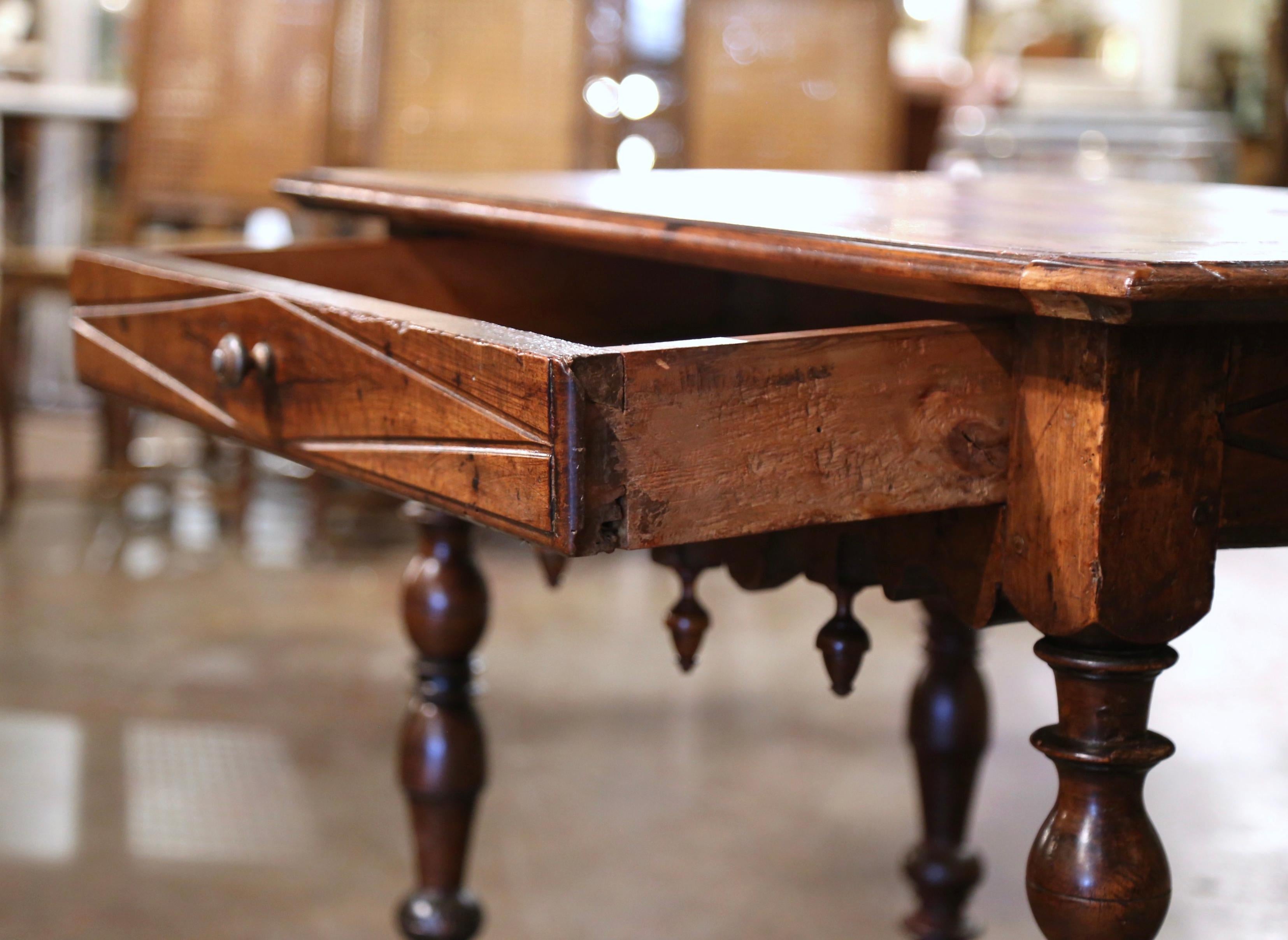 17th Century French Louis XIII Carved Walnut Side Table with Drawer at ...