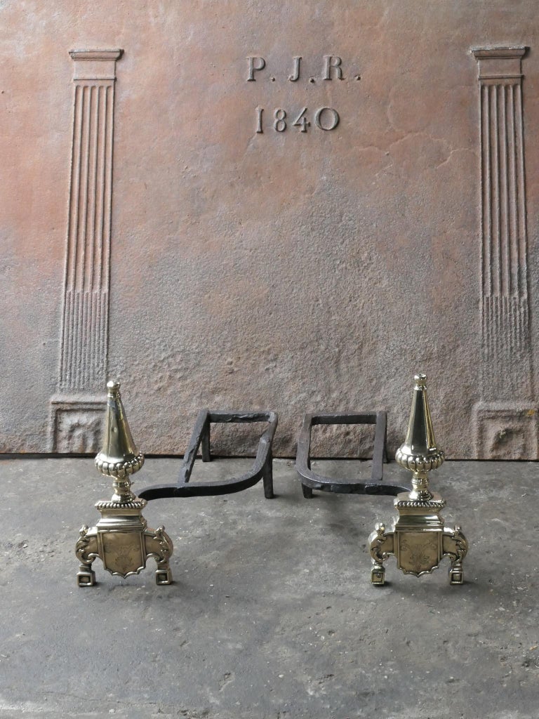 17th Century French Louis XIV Andirons or Firedogs For Sale at 1stDibs