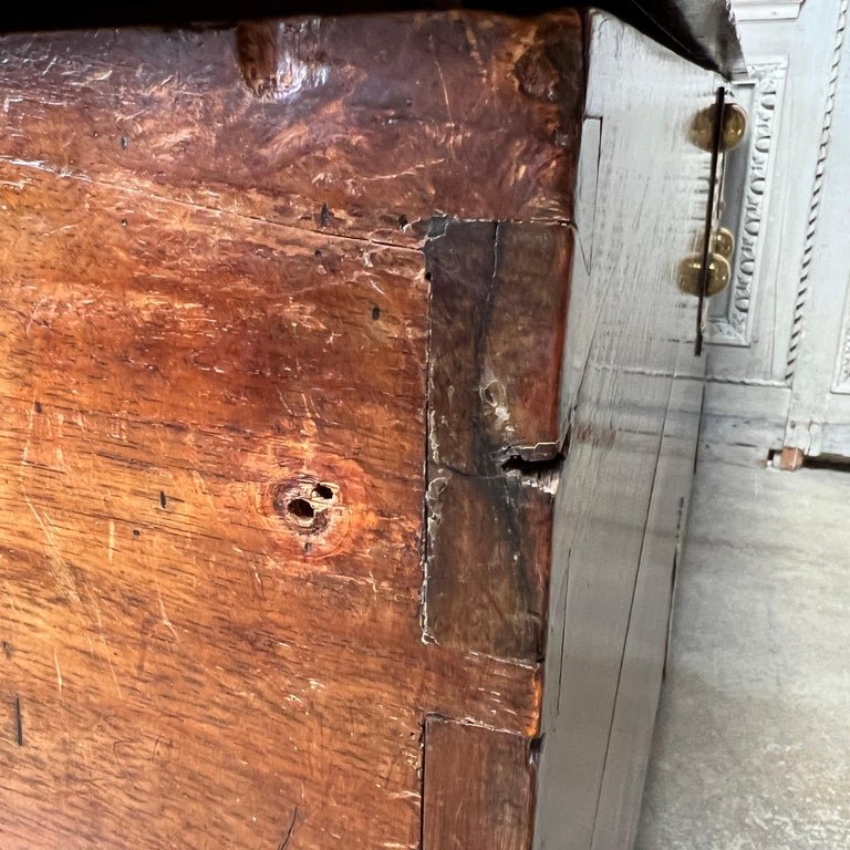 17th Century French Walnut Coffer with Brass Hardware For Sale at 1stDibs