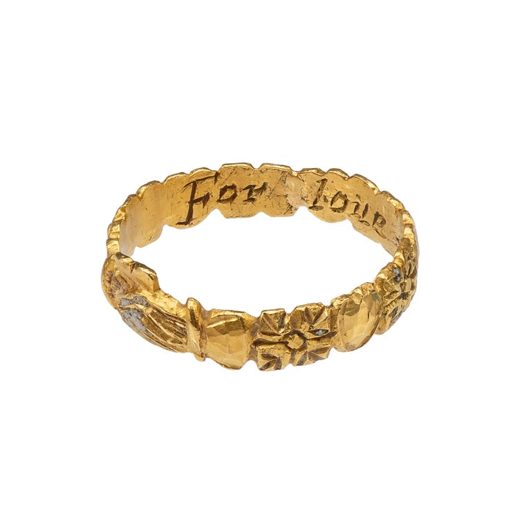 17th-Century Gold Band Fede Ring with Heart For Sale at 1stDibs