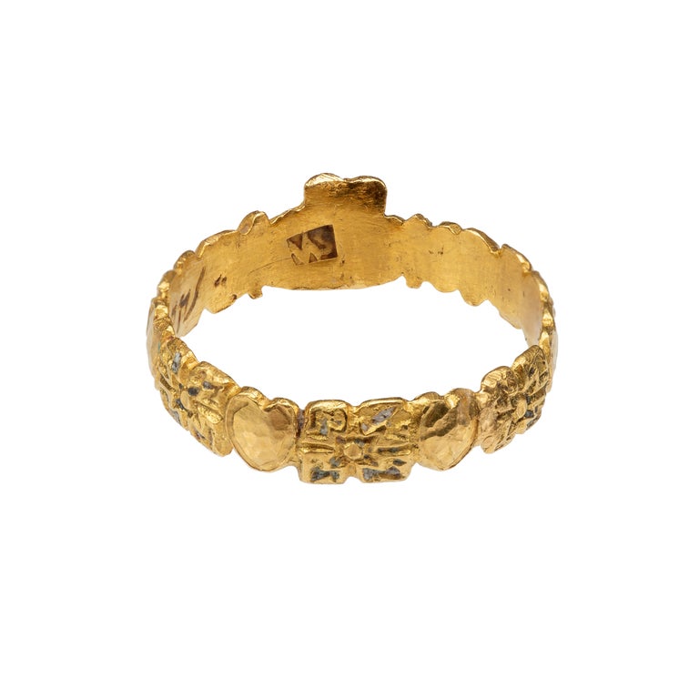 17th-Century Gold Band Fede Ring with Heart For Sale at 1stDibs