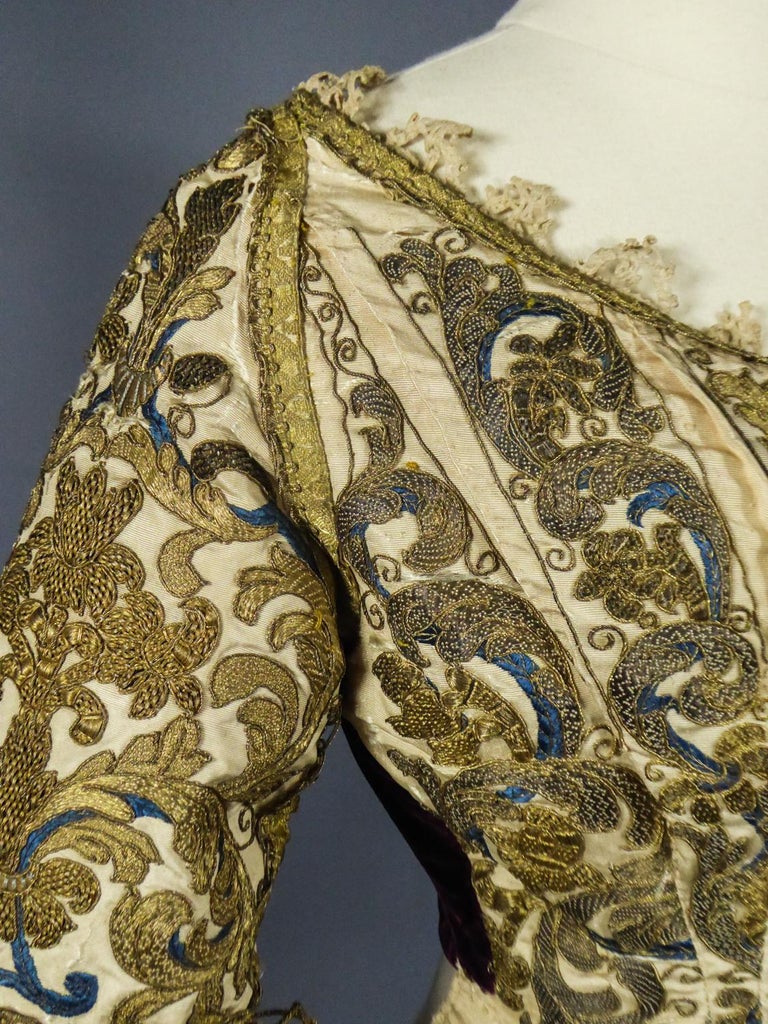 17th Century Golden Embroidered Baroque European Bodice Modified 19th ...