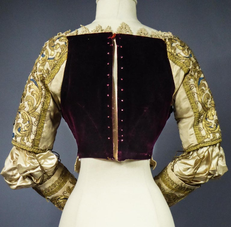 17th Century Golden Embroidered Baroque European Bodice Modified 19th ...