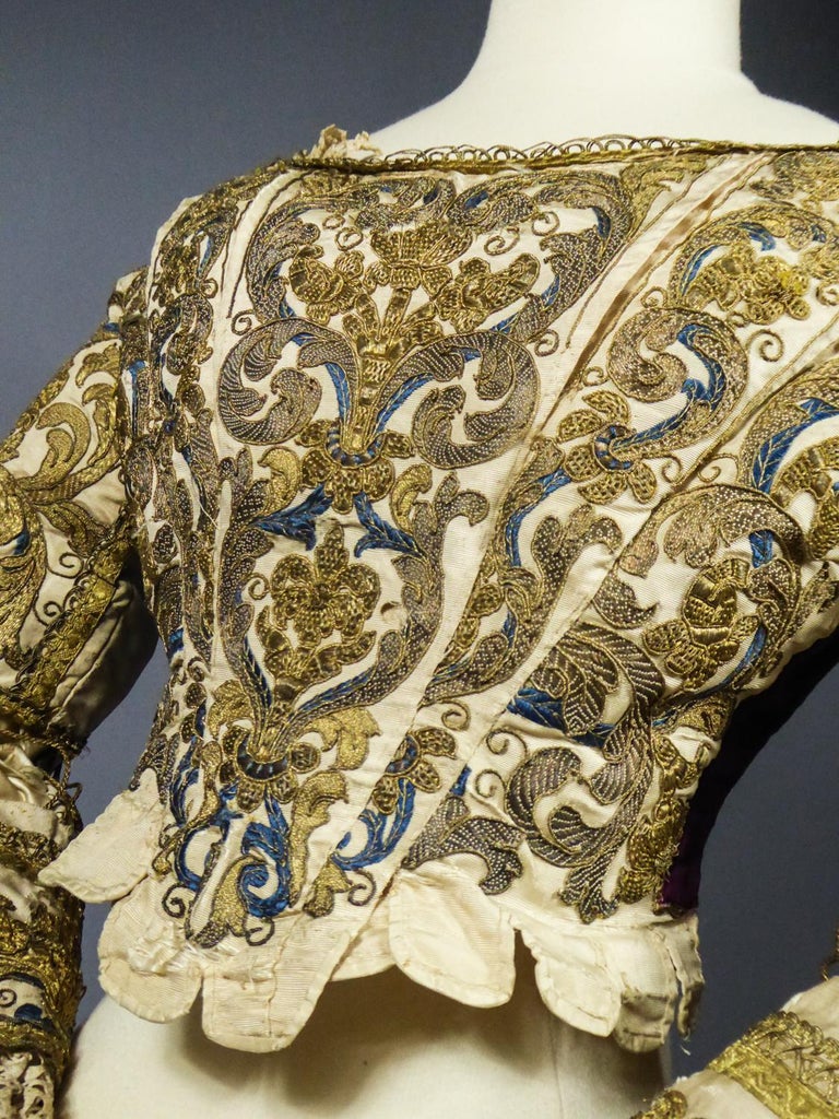 17th Century Golden Embroidered Baroque European Bodice Modified 19th ...