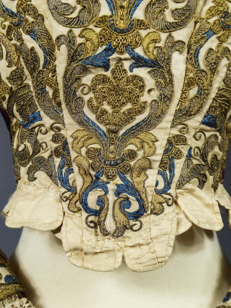 17th Century Golden Embroidered Baroque European Bodice Modified 19th ...