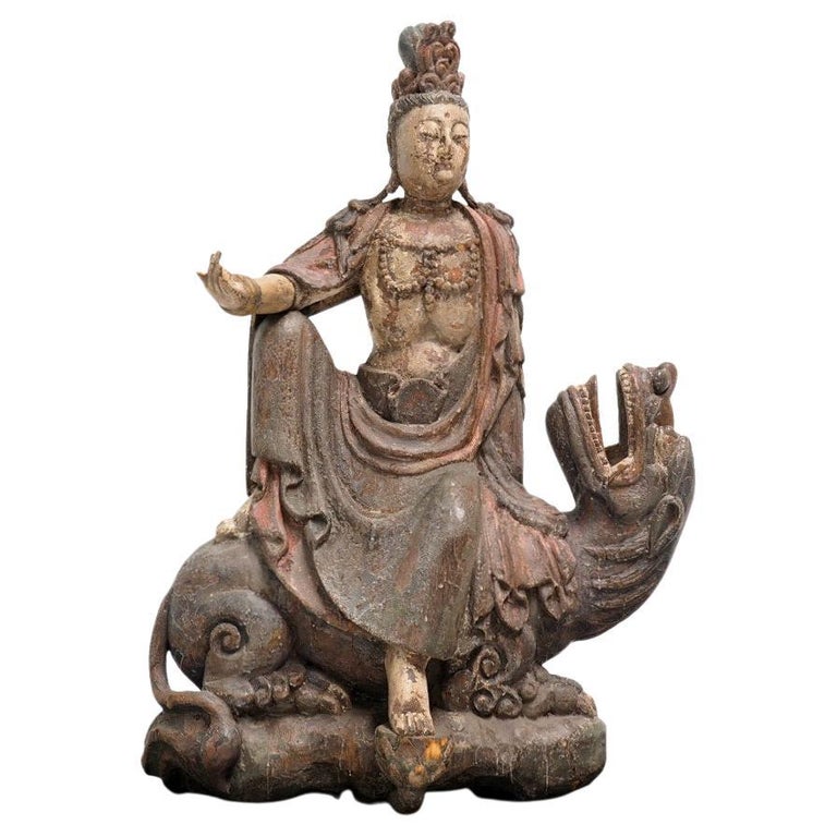 17th Century Guanyin in Polychromed Wood at 1stDibs