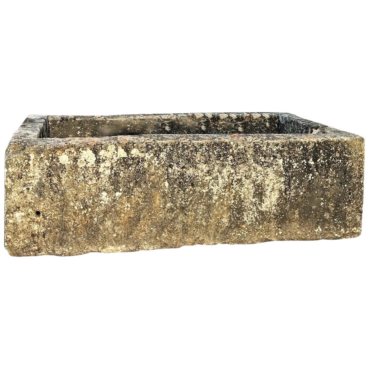 17th Century Hand Carved Large Stone Trough Basin Planter Container ...