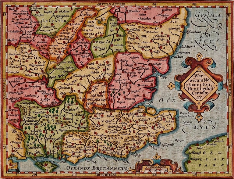 17th Century Hand-Colored Map of Southeastern England by Mercator and ...