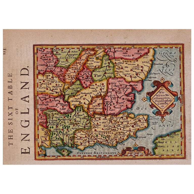 17th Century Hand-Colored Map of Southeastern England by Mercator and ...