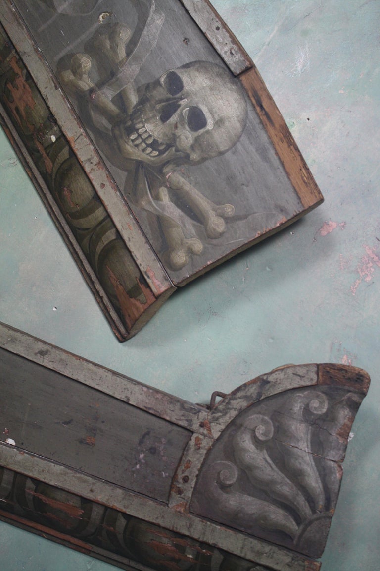 17th Century Hand Painted Venetian Gondola Funeral Board, Memento Mori ...