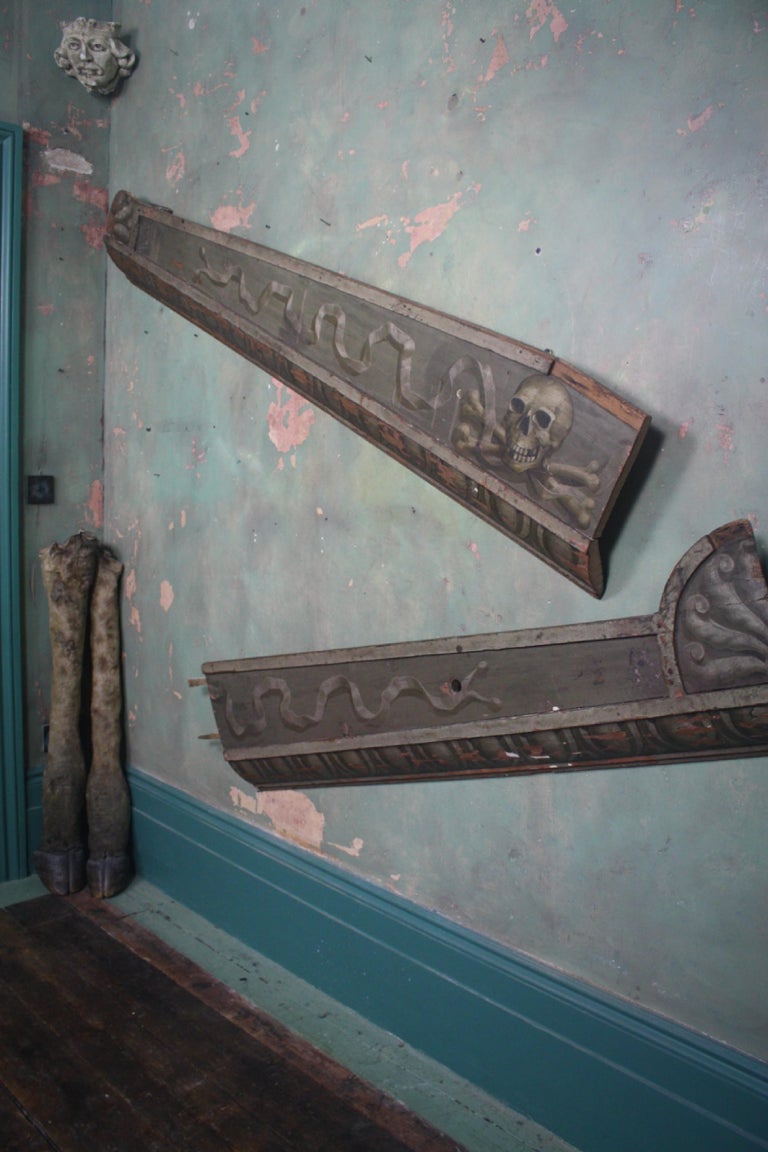 17th Century Hand Painted Venetian Gondola Funeral Board, Memento Mori ...