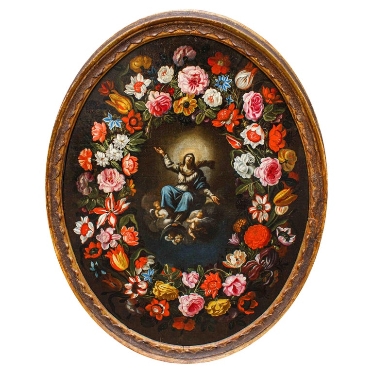17th Century Immaculate Madonna Oil on Canvas by Stanchi and Pesci For ...