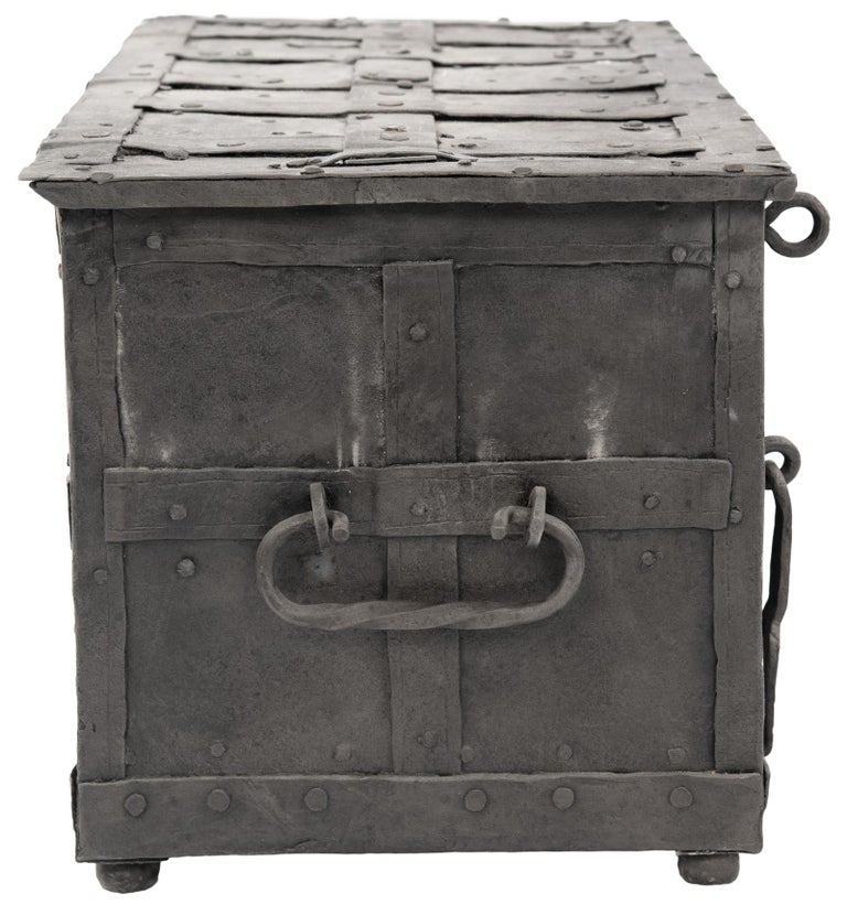 17th Century Iron Strapwork Strongbox Chest at 1stDibs