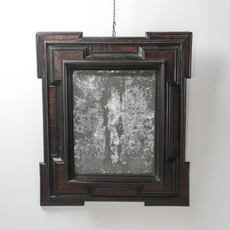 17th Century Dutch Baroque Walnut and Ebonized Mirror at 1stDibs