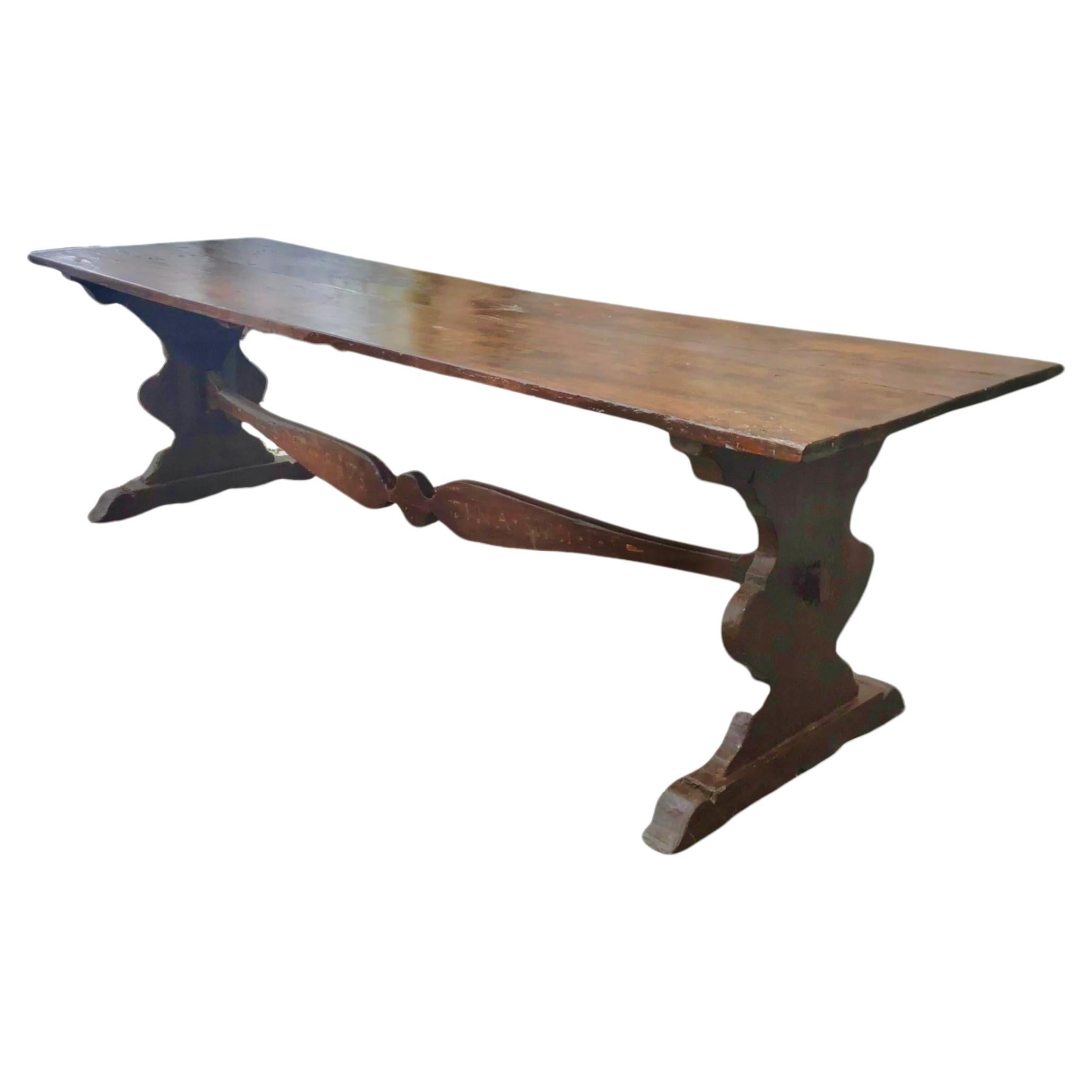 17th Century Italian Baroque Walnut Trestle Table at 1stDibs